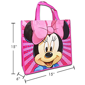 Disney Mickey Mouse Tote Bags Value Pack - Bundle with 3 Reusable Tote Party Bags Featuring Mickey and Minnie Mouse with Bonus Stickers