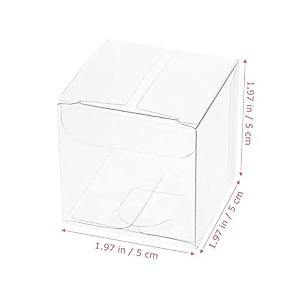 Cabilock 50Pcs Clear Favor Boxes PVC Plastic Packing Box Transparent Gift Box Macaron Candy Cube Boxes for Wedding Party (5x5x5cm)