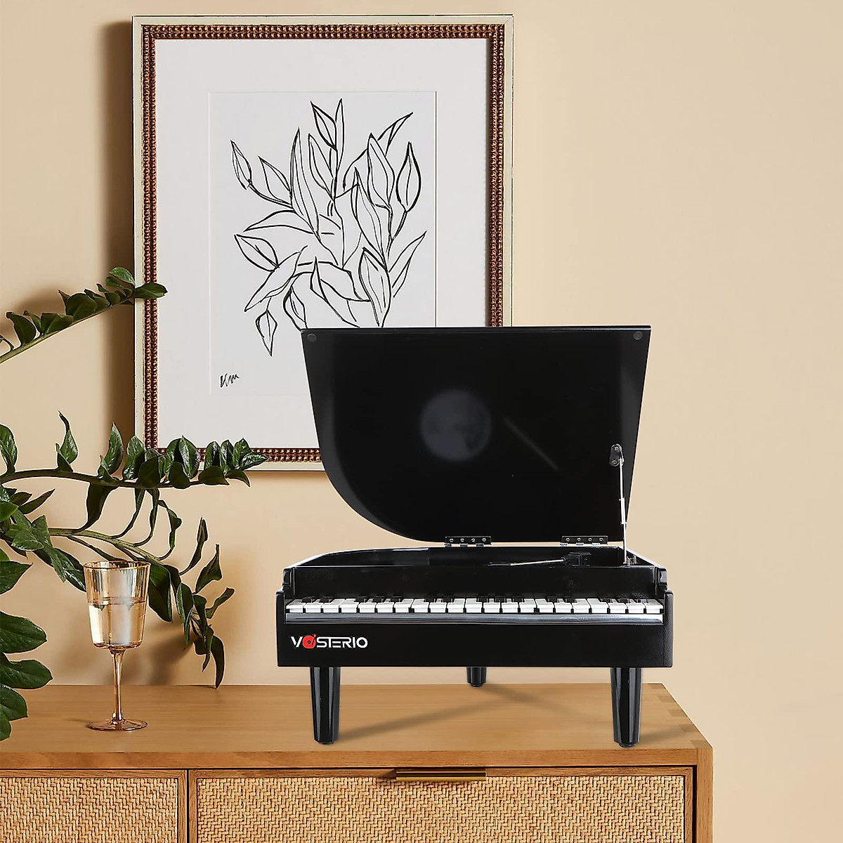 VOSTERIO Turntable HI-FI System with Dual Speakers, Belt-Driven Record Player with Bluetooth, Magnetic Cartridge, Built-in Amplifier