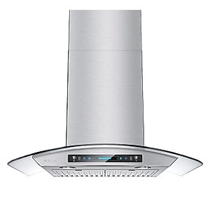 IKTCH 30-inch Wall Mount Range Hood Tempered Glass 900 CFM, Kitchen Chimney Vent Stainless Steel with Gesture Sensing & Touch Control Switch Panel, 2 Pcs Adjustable Lights(IKP03-30)