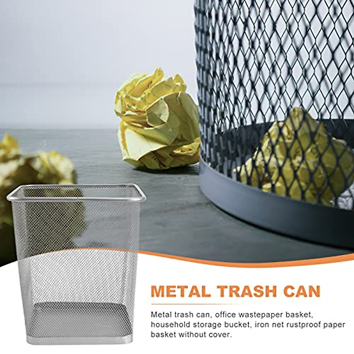 Zerodeko Metal Garbage Waste Basket Wire Mesh Waste Basket Recycling Bin Small Waste Basket Trash Can for Near Desk Recycling Garbage Container Bin for Office Home Bedroom Waste Paper Basket Silver