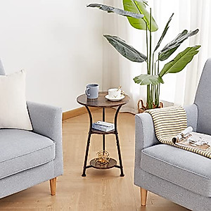 Dulcii Small Round End Table for Narrow and Small Space, 3-Tier Round Accent Couch Beside Table, Modern Side Table Corner Sofa Table Nightstand for Living Room Bedroom