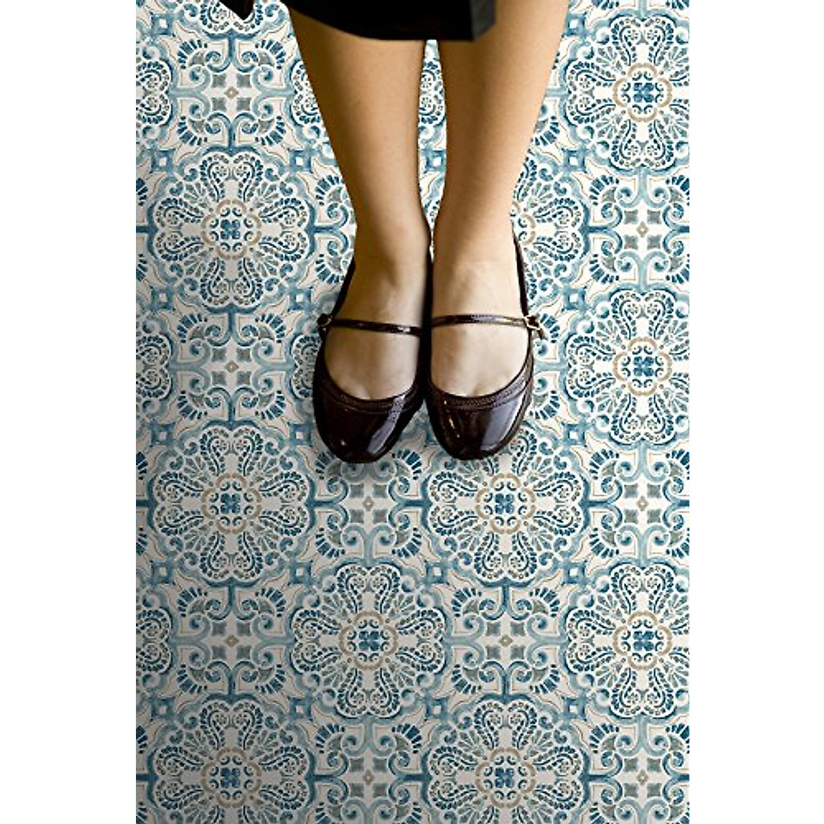 FloorPops FP2477 Fontaine Peel & Stick Floor Tiles, Blue