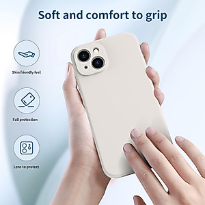 FUNMIKO Designed for iPhone 13 Case with Screen Protector,Enhanced Camera Lens Protection,Soft Silky Silicone Protective Phone Cover 6.1",Rock Grey