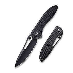 CIVIVI Picaro Folding Pocket Knife, Utility Knife with Thumb Stud Opening, 3.94" Black Stonewash Blade and Coarse G10 Handle, Outdoor Knife Ideal for Hiking, Camping, Hunting C916D (Black)
