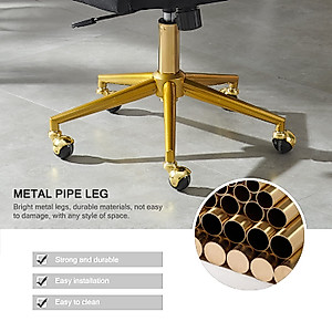 Nrizc Velvet Office Desk Chair, Upholstered Home Office Desk Chairs with Adjustable Swivel Wheels, Ergonomic Office Chair for Living Room, Bedroom, Office, Vanity Study (Black)