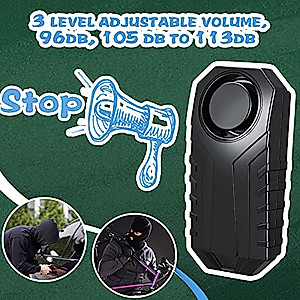 Bicycle Alarm with Remote, Anti Theft Wireless Vibration Alarm, 113db Waterproof Wireless Alarm Control Updated Anti Theft Alarm Bike Motorcycle Vehicle Security Alarm, Door Window Alarm (4 Pieces)