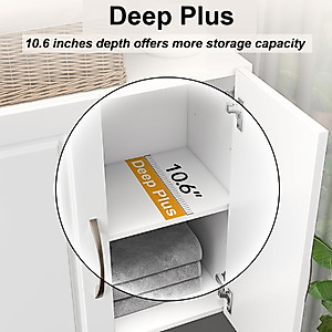 VANIRROR White Storage Cabinets, Bathroom Wall Cabinet Laundry Room Cupboard Over Toilet Space Storage Cabinet, Medicine Cabinet for Bathroom Kitchen with 2 Door and Adjustable Shelf