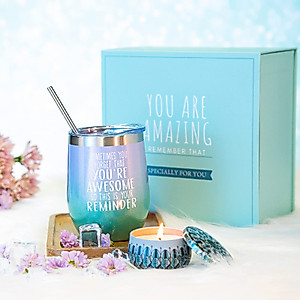 Shinlar 12Pcs Inspirational Gifts for Women - Thank You Gifts Basket for Women Coworker, Get Well Soon Gift Baskets for Women, Relaxing Self Care Gifts, Encouragement Motivational Cheer Up Gift Set