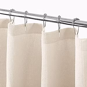 mDesign Cotton Waffle Knit Shower Curtain - Hotel Style Shower Curtain - Luxury, Spa Quality Waffle Weave Fabric Cotton Shower Curtains for Bathroom - Bath and Shower Curtains - 72" x 72", Cream/Beige