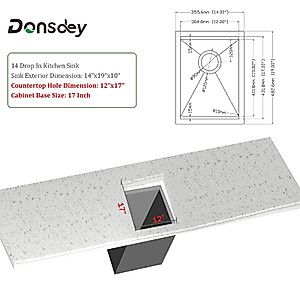 14 Bar Sink Undermount - Donsdey 14"x19" Undermount Kitchen Bar Sink 16 Gauge Stainless Steel Bar Prep RV Sink Under Counter Single Bowl Basin
