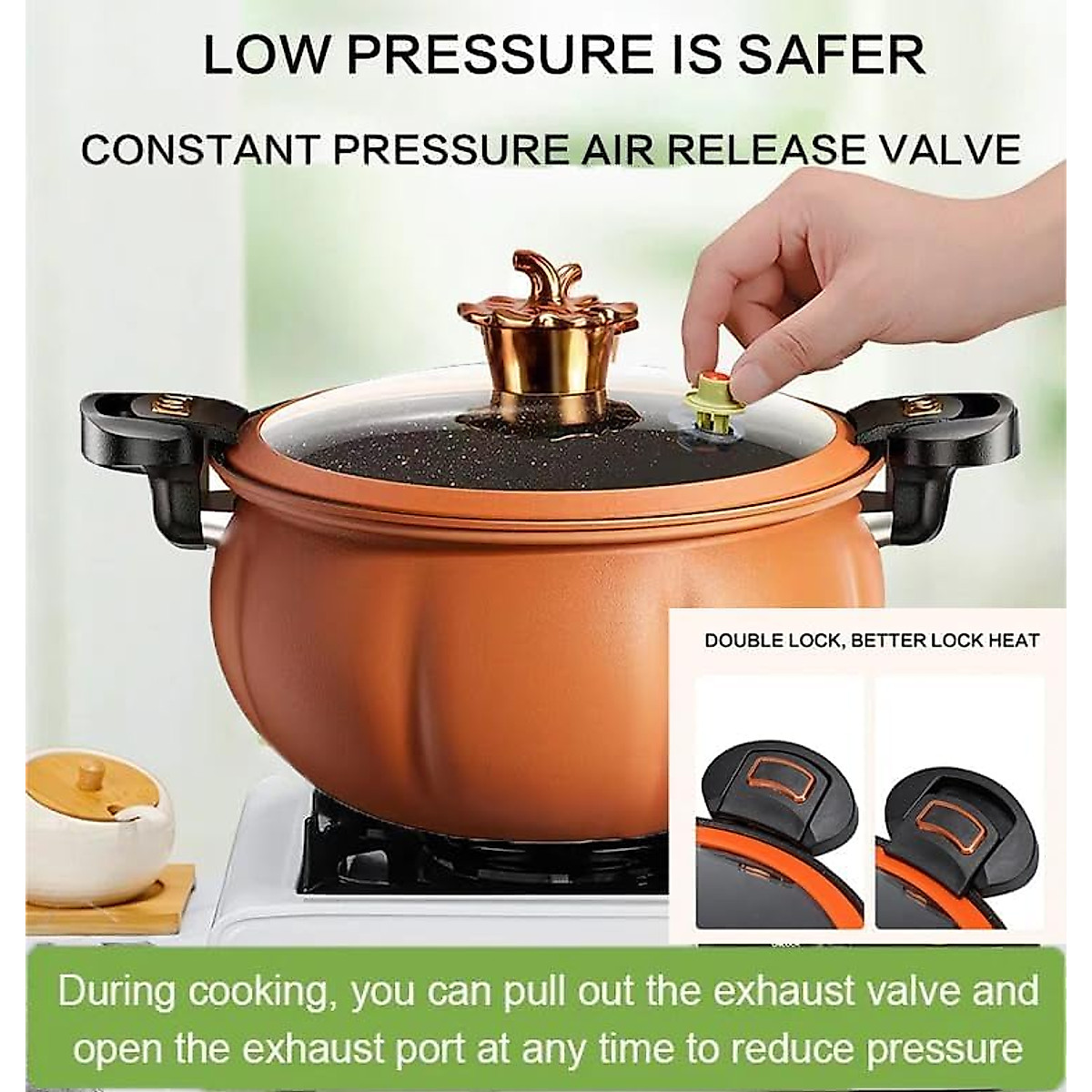 2023 New Multifunctional Plumpy Non-stick Micro Pressure Pot,Multifunctional Plumpy Non Stick Micro Pressure Pot,Pumpkin Micro Pressure Pot, Easy To Clean Micro Pressure Cooker for Kitchen (Orange 8L)