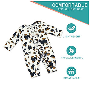 Newborn Baby Romper Clothes One Piece Toddler Unisex Creepers Romper ,Infant Tie Dye Print Zipper Front Kids Jumpsuit Rompers Clothes (Coffee Cow Print, 0～3Months)