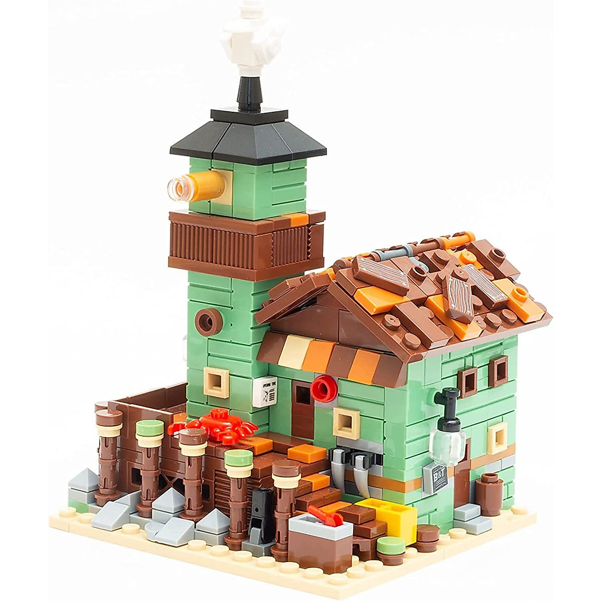 Brick Loot Fishing Village Store House Building Set, 427 Pieces, STEM Architecture Toys Kit Bait & Tackle Store, Birthday Gift for Boys, Girls & Adults Ages 6+, Compatible with Lego & Major Brands