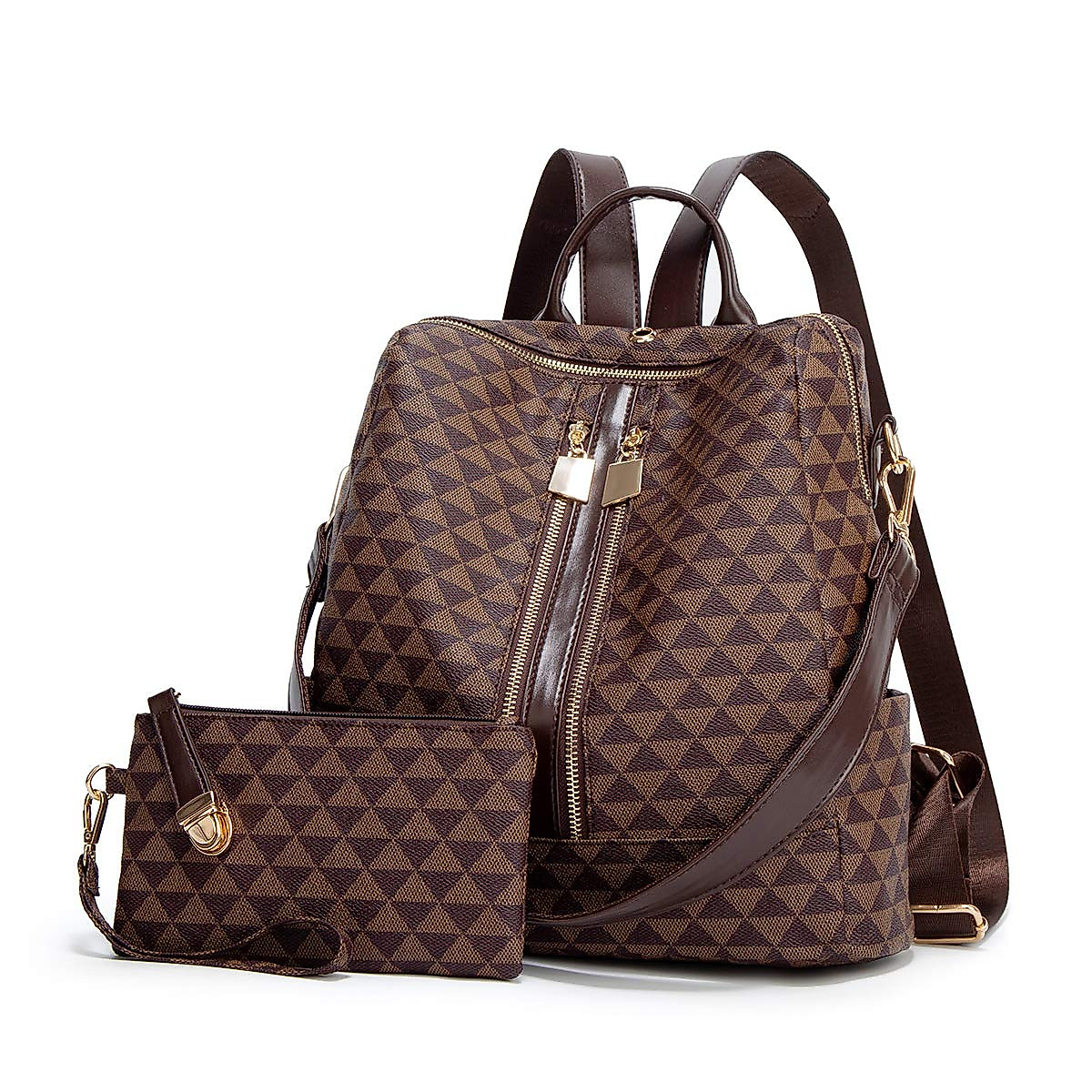 Makes Backpack Purse for Women PU Leather backpack Design Convertible handbag with Purse 2 Piece