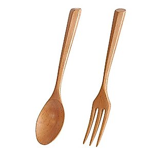 round Table Centerpieces Wooden Fork Natural Reusable Flatware Spoon Color Set Portable Tableware Solid Kitchen，Dining & Bar Dinner Table Set for 4 Tall