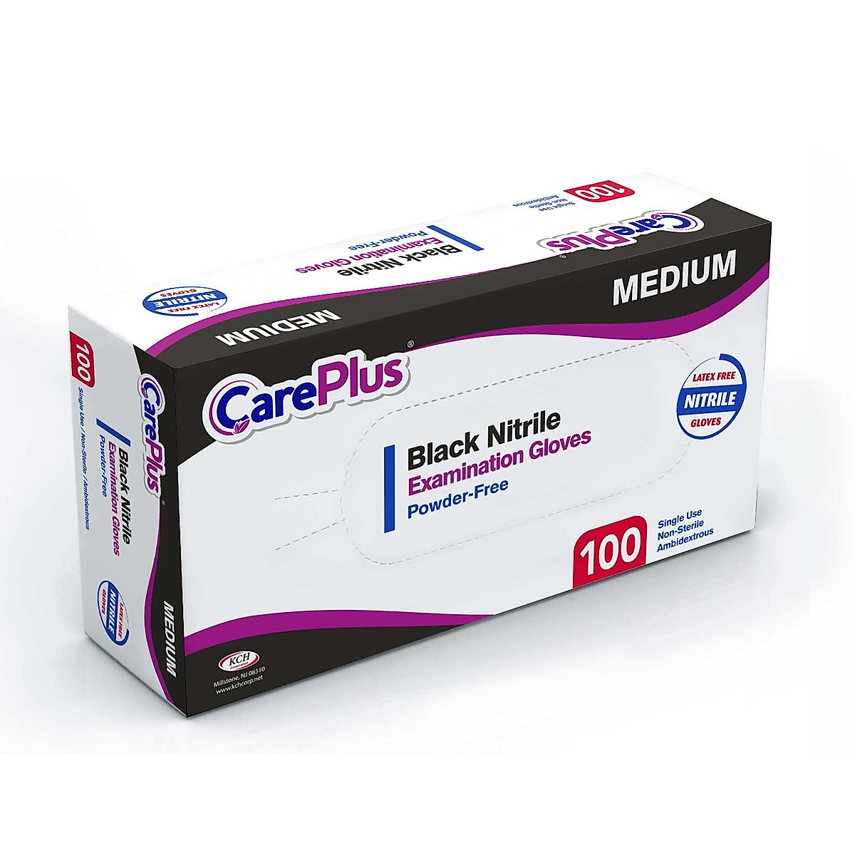 Care Plus Medical Exam Nitrile Gloves Small Black, Latex Free Powder Free, Non Sterile Exam, Food Safe, Mechanic, 100 Count