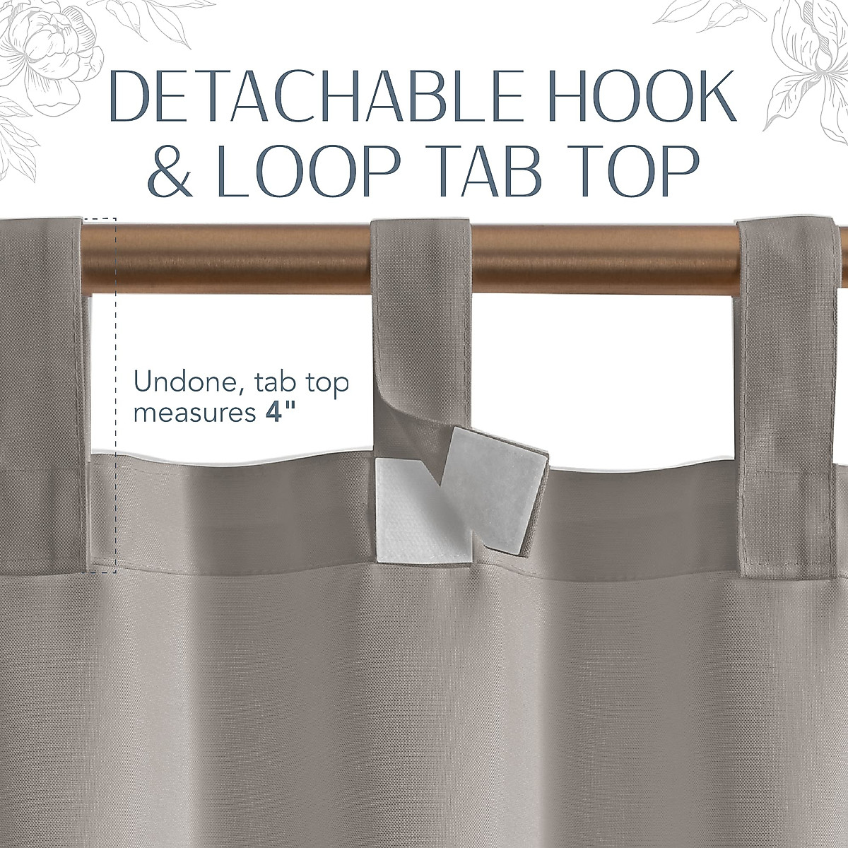 Elrene Home Fashions Rhodes Solid Indoor/Outdoor Window-Curtain Set, 2 Panels, 52 inches X 84 inches, Gray