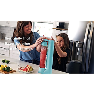 Fizzpod Soda Maker Home Soda Carbonation,Fizzy Bubbly Drink Machine with 3 PET Bottles, 3 Caps, 1 Carbonator Cap and Manual, Coffee, Tea and Cocktail Drinks with Fruit (Aruba Blue)