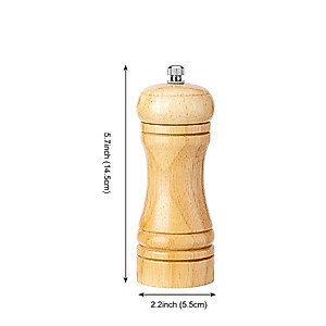 Wood Pepper Grinder Refillable, Pepper Mill, Adjustable Salt and Pepper Grinder Set, Kitchen Gadgets, Long Lasting Fresh Keeping Spice Grinder, Ceramic Grinding Mechanism Salt Mill (5inch)