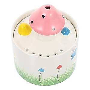 NUOBESTY Automatic Pet Waterer Ceramic Mushroom Shaped Cat Watering Fountain Small Animal Drinking Dishes Dog Food Bowl Hamster Feeding Dispenser Pet Accessories
