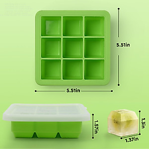 Aibirui Ice Cube Tray with Lid (9X2 Pcs), Small Ice Cube Trays, Silicone Ice Cube Trays for Freezer, Mini Square Ice Cube Mold for Ice Coffee, Drinks, Whiskey, Cocktail, Bourbon, Baby Food