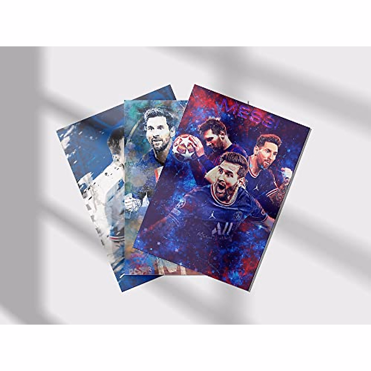 Famous Football Superstar Messi Set of 3 Poster Prints Wall Decor Bedroom for Living Room Sport Room Gift for Fan Football Size 11.7x16.5 inch UNFRAME