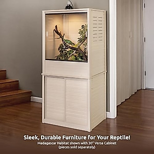New Age Pet ECOFLEX Maple Chameleon Madagascar Vertical Reptile Habitat Lounge - Durable, Non-Toxic Wood Plastic Composite, Extra Height, Deep Floor, Removable Sliding Glass Doors with Lock
