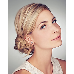 AHSIWC Screw Back Sterling Silver Stud Earrings for Women, 18k Gold Plated Brilliant Cut Cublic Zirconia 6 Prong Hypoallergenic Flower CZ Stud Earrings for Women Gifts