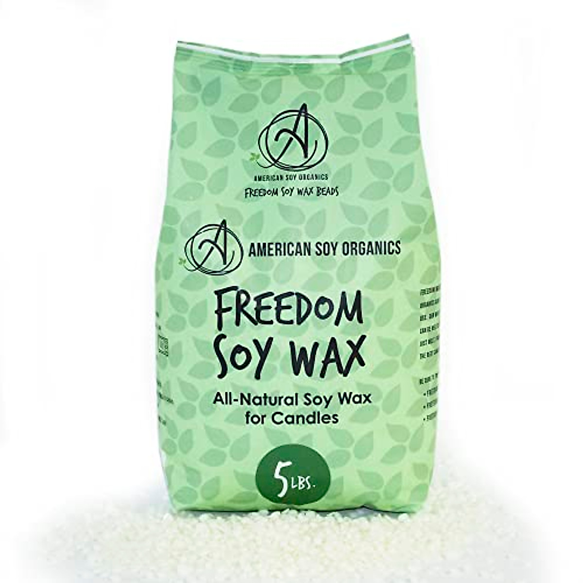American Soy Organics- 5 lb of Freedom Soy Wax Beads for Candle Making – Microwavable Soy Wax Beads – Premium Soy Candle Making Supplies