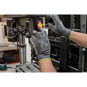 GlovBE 12 Pairs Gardening Working Thin Gloves, Polyurethane (PU) Coated, Safety Rubber Comfort Gloves for Men & Women, Black (Medium)