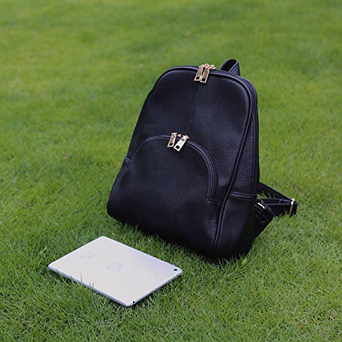 KKXIU Women Backpack Purse Casual daypacks for ladies Synthetic Leather Shoulder Bag (Medium, Black)