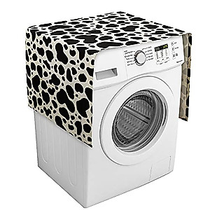 Cow Print Texture Pattern Washing Machine Dryer Top Cover Refrigerator Fridge Dust-Proof Cover with Storage Pockets Bags Sunscreen Cover Kitchen Christmas Decor