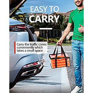 [4 Pack] BATTIFE 28 inch Collapsible Traffic Cones, Multi Purpose Orange Safety Cones with Reflective Collar, for Driving Practice and Road Parking