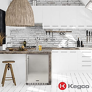 Kegco Kegerator 24" Wide Dual Tap Black/Stainless Steel Undercounter Beer Dispenser HK38BSU-2