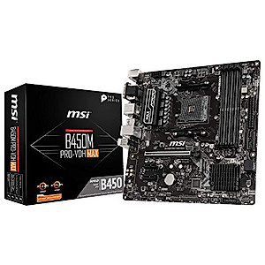 MSI ProSeries AMD Ryzen 2ND and 3rd Gen AM4 M.2 USB 3 DDR4 D-Sub DVI HDMI Micro-ATX Motherboard (B450M PRO-VDH Max)