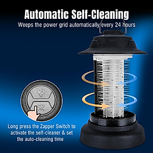 Raddy MZ-1 Outdoor Bug Zapper, Electric Mosquito & Fly Zapper, Mosquito Killer, with 24-Hour Auto Self-Cleaning Brush, 1200mAh Rechargeable Battery, Flame Light, for Patio, Camping, Garden, Farm