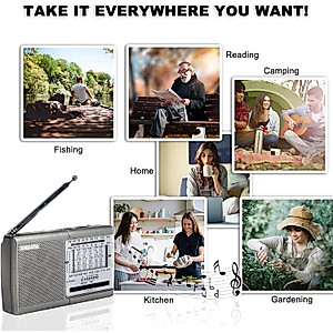 XHDATA D219 Portable AM FM Shortwave Radio Battery Operated Small Great Reception Radio with Good Sound,Earphone Jack for Elder,Home,Child [Silver]
