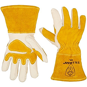 John Tillman and Co 50XL Top Grain Leather MIG Gloves with Split Leather Palm Reinforcements, Split Leather Back, Fleece Lining, Seamless Forefinger and Elastic Back (Carded), X-Large (TIL50XL)