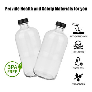 16oz Glass Bottles, Maredash 12 Pack Clear Glass Storage Bottles Sets with Lids