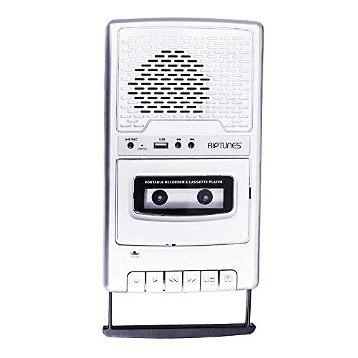 Riptunes Portable Cassette Recorder Player, Tape to USB Audio Music Digital Converter, Retro Classroom Shoebox Cassette Player and Recorder USB Player, Cassette-MP3 Converter with Built-in Microphone