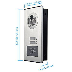 AMOCAM Video Intercom Entry System, Wired 7 inches LCD Monitor Video Door Phone Doorbell with 5PCS ID Card for 2 Units Apartment, Support Monitoring, Dual Way Door Intercom, ID Keyfob Unlock