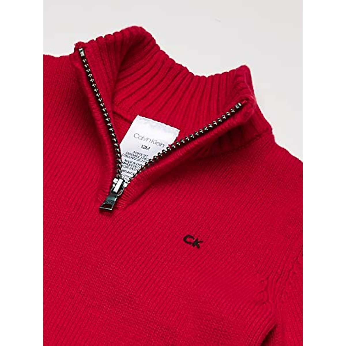 Calvin Klein Boys' 3-Piece Sweater Set with Matching Woven Button-Down Shirt and Pants, Red Block, 18 Months