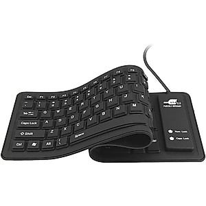 sungwoo Foldable Silicone Keyboard USB Wired Waterproof Rollup Keyboard for PC Notebook Laptop (All Black)