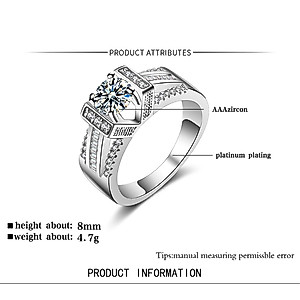 YAZILIND Retro Women Platinum Plated Geometrical Cubic Zirconia Wedding Engagement Band Ring Size 9