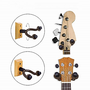 CC CAIHONG Guitar Hanger Wall Mount 6 Pack, Hardwood Guitar Wall Hangers Hooks Holder Stand Display with Screws - Easy to Install - Fits Guitars, Bass, Mandolin, Banjo