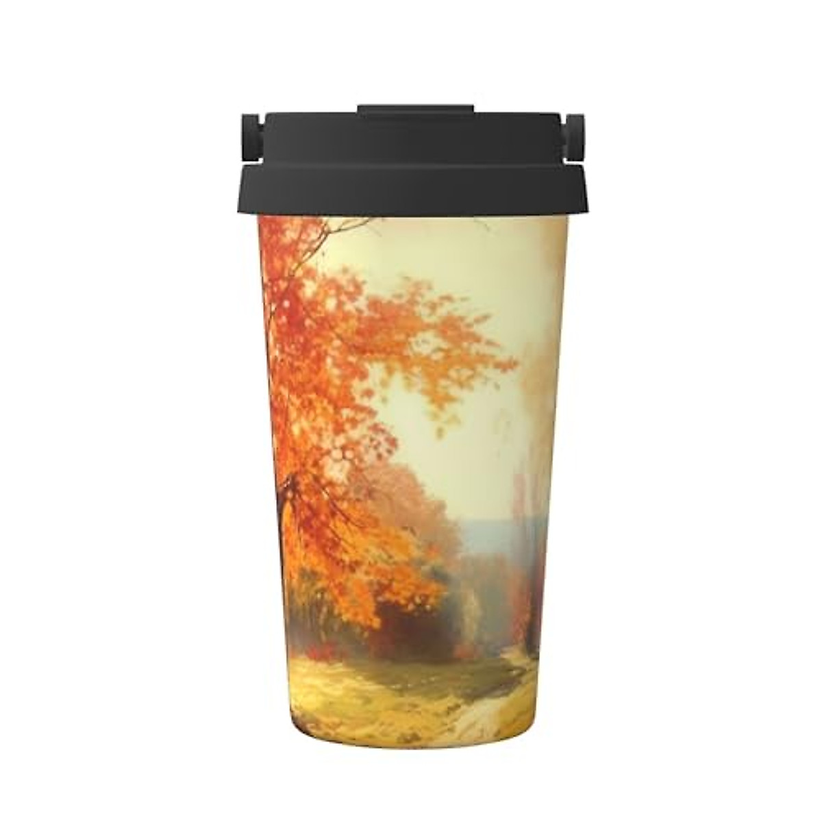 GTKSYNVE Reusable Coffee Mug with Lid and Handle, Autumn scene Tumbler for Hot & Cold Drinks 16oz Stainless Steel Insulated Coffee Tumblers Double Wall Vacuum Thermal Cup