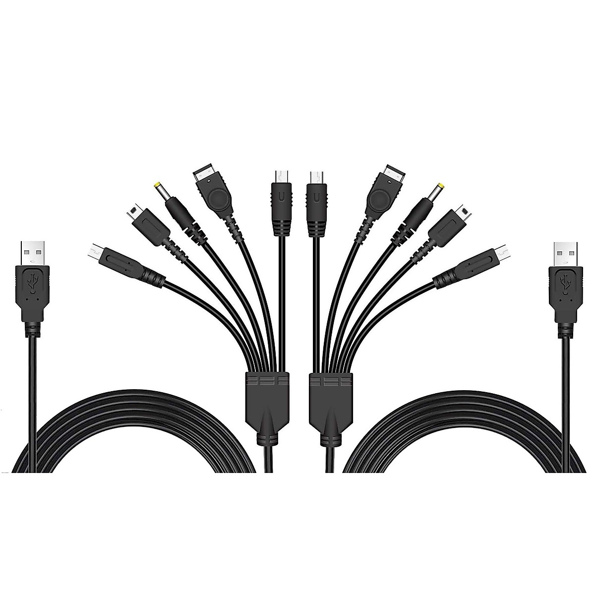 ＲＵＥＩＵＲＩ 2 Pack 5 in 1 USB Charger Cable for DS Lite/Wii U/New 3DS XL,3DS XL,2DS,Dsi XL,NDS/GBA SP(Gameboy Advance sp),PSP 1000 2000 3000