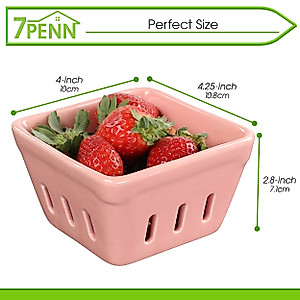 7Penn Ceramic Berry Basket Colander Fruit Bowl, Set of 4 - Decorative Ceramic Fruit Carton for Produce Storage
