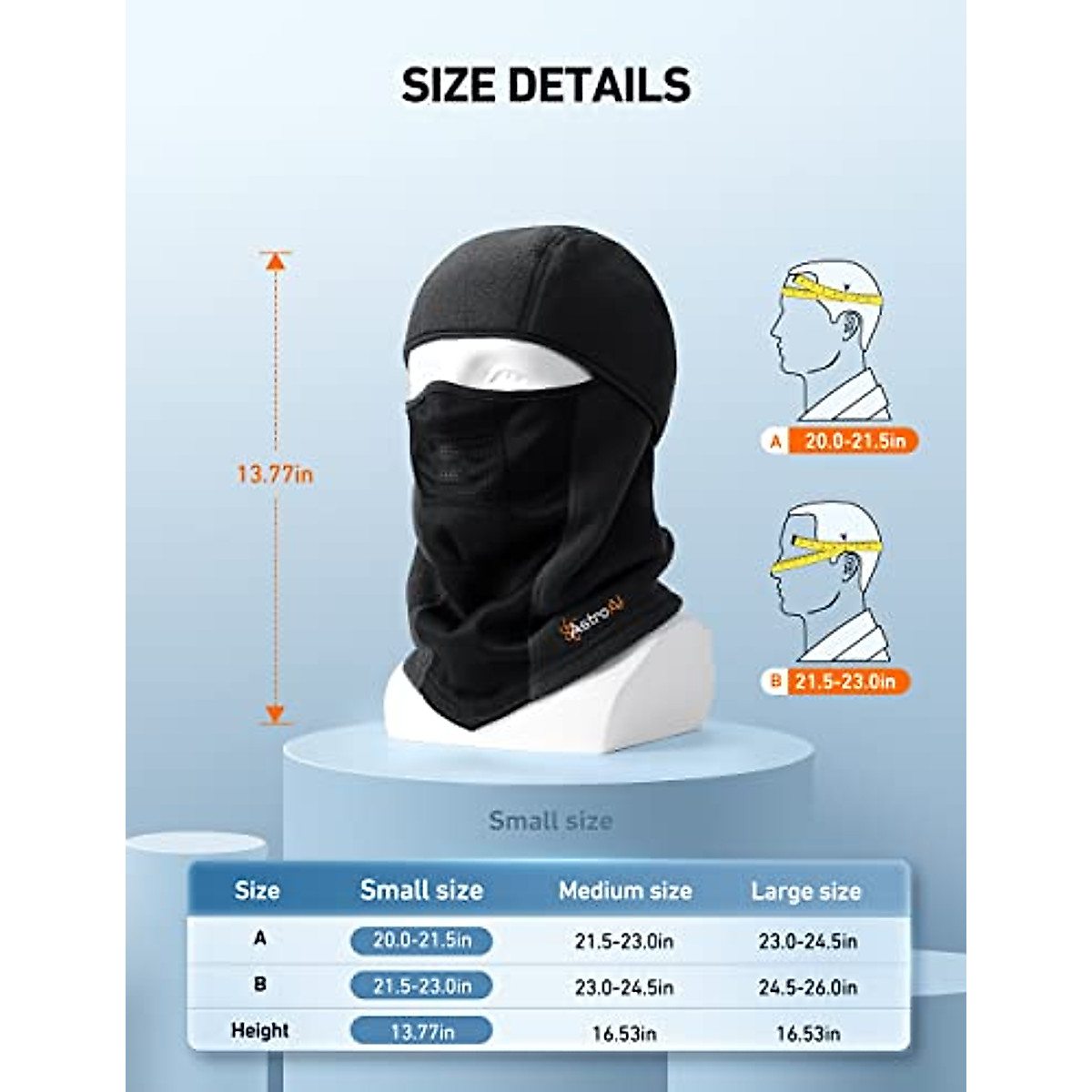 AstroAI Balaclava Ski Mask Winter Fleece Thermal Face Mask Cover for Men Women Warmer Windproof Breathable, Cold Weather Gear for Skiing, Outdoor Work, Riding Motorcycle & Snowboarding, Black